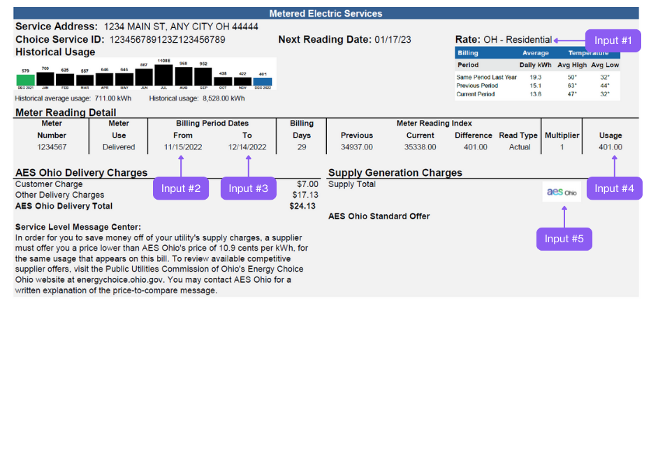 Residential bill calculator | AES Ohio